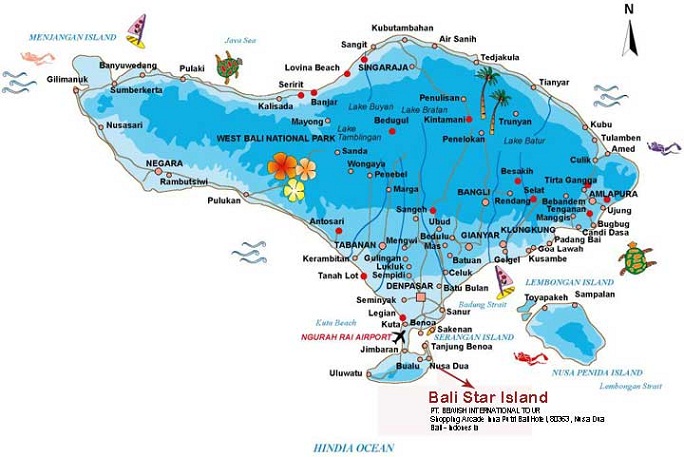 Mapa Bali :: Poznej svou duši na Bali